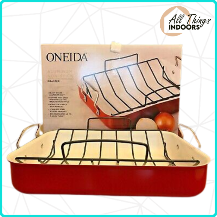 Oneida Roaster Pan Red Heavy Gauge Aluminum Non-Stick 16"x12"x3 ...