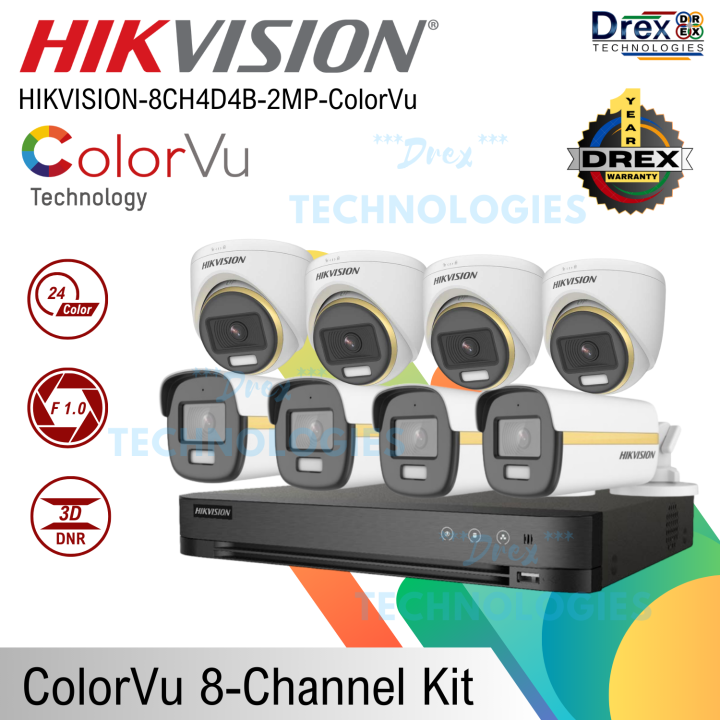 Hikvision TVI-8CH4D4B-2MP ColorVu 8Channel CCTV Package Kit | Lazada PH