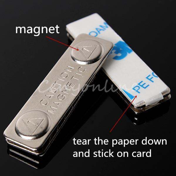 45mm X 13mm Magnetic Name Tag Badge Fastener ID Holder Metal Card ...