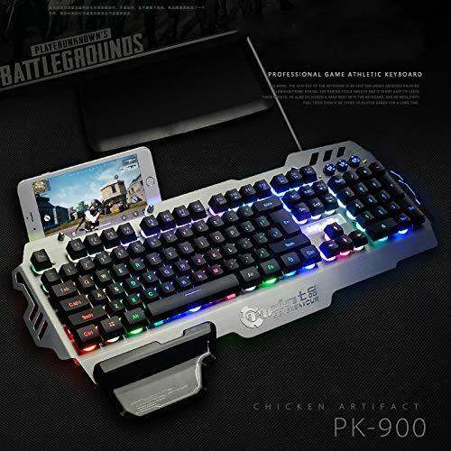 PK900 Membrane Gaming Keyboard Aluminum Alloy Panel 104 Keys Backlit ...