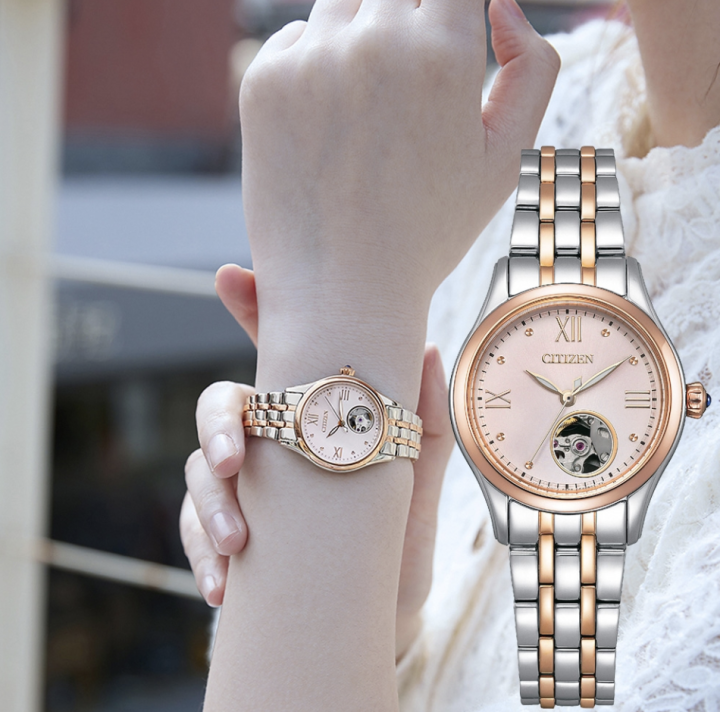 CITIZEN นาฬิกาข้อมือผู้หญิง PR1044‐87X นาฬิกาข้อมือสุภาพสตรีสแตนเลสสตีลและทองชมพู ประกันศูนย์1ปี ...