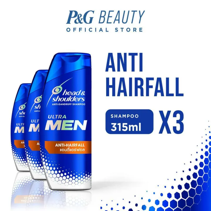 Head & Shoulders Ultramen Anti Hairfall Anti Dandruff Shampoo 315ML Trio | Lazada PH