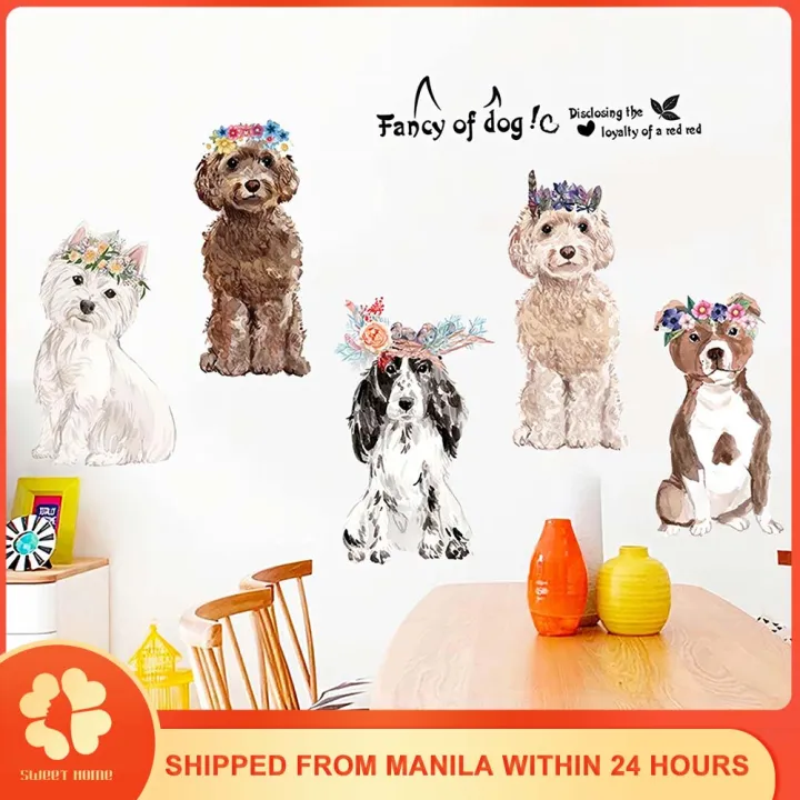 GOING-HOME® 115x60cm Cute Pet Wall Stickers Puppy Wallpaper Family ...