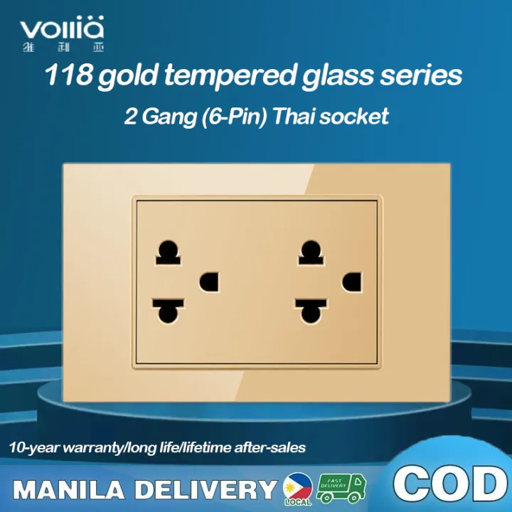 Vollia Outlet Socket for Wall Modern Wall Socket Outlet Tempered Glass ...