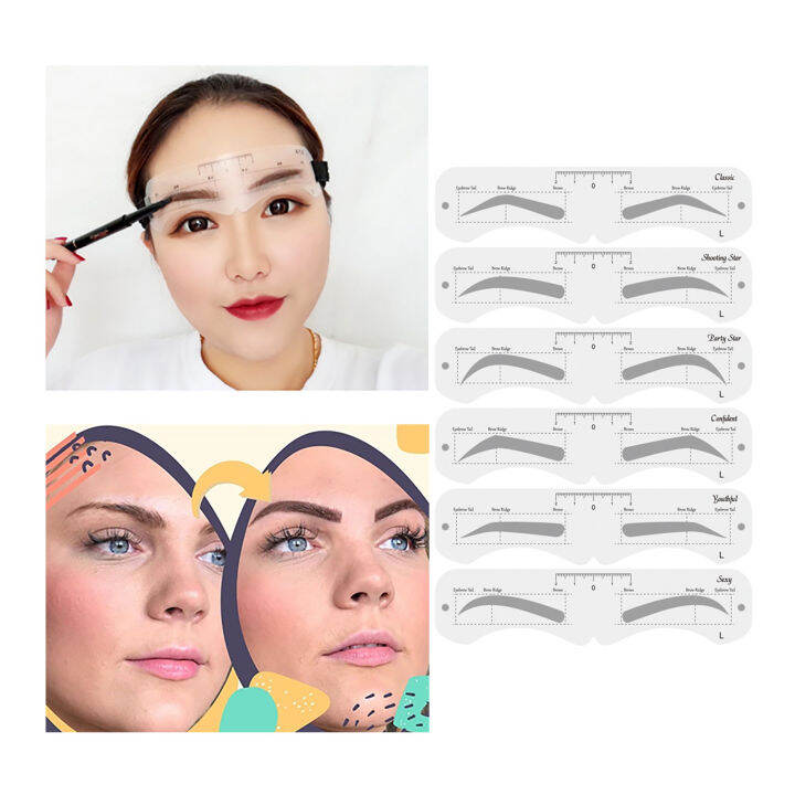 Eyebrow Stencil With Strap 6 Styles Arched Eyebrow Stencil Eyebrow ...