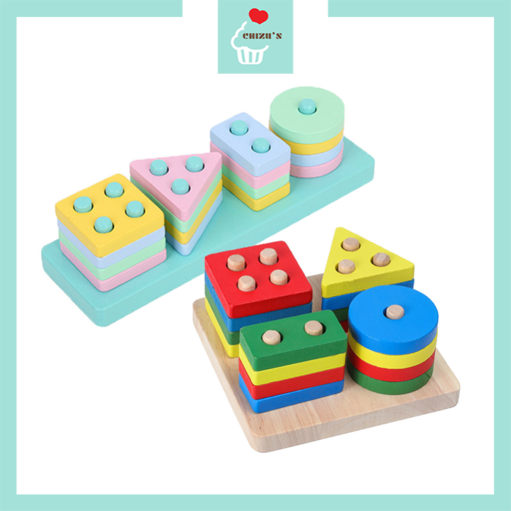 Geometric Shape Stack Board | Papan Susun Bentuk Geometri Pasak Kayu ...