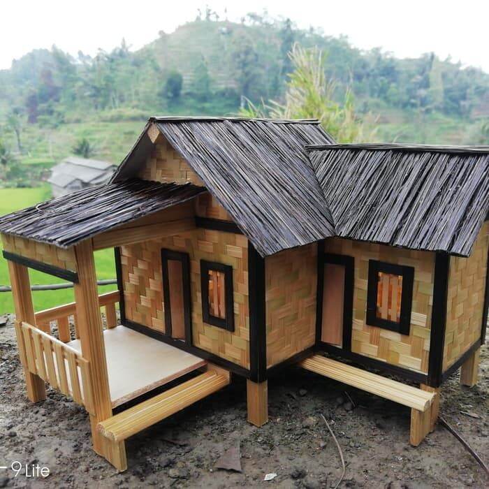 Rumah Adat Sunda Miniatur Murah Keren dari Anyaman Bambu Atap ijuk Asli ...