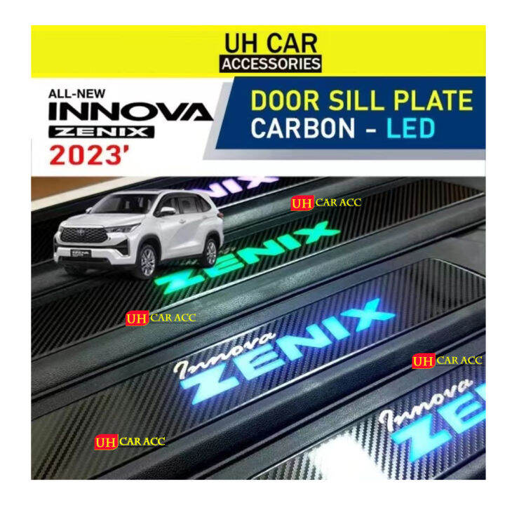 Toyota Innova Zenix 2023 Black Carbon Led Light Door Side Sill Plate ...