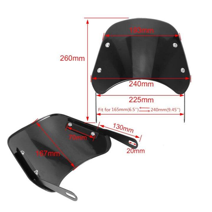 Motorcycle Windshields Universal Windscreen w/Mount Bracket Fit 5 to 7 ...