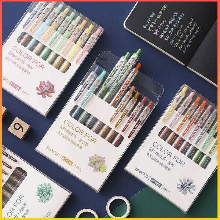 9Pcs/Set Morandi Pen Morandi Series Retractable Color Palette Pens ...