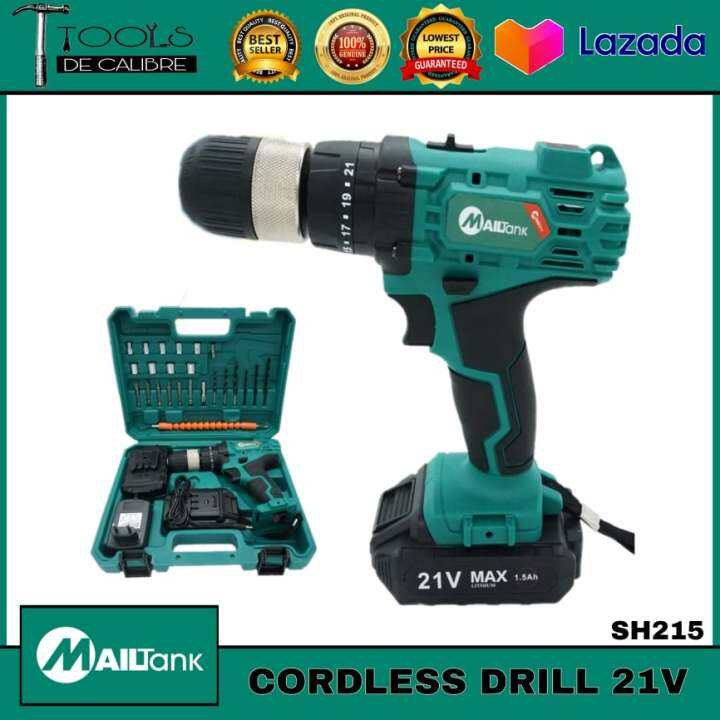 MAILTANK (SH215) Cordless Hammer Drill 21V with 2 Lithium Batteries 1.5Ah | Lazada PH
