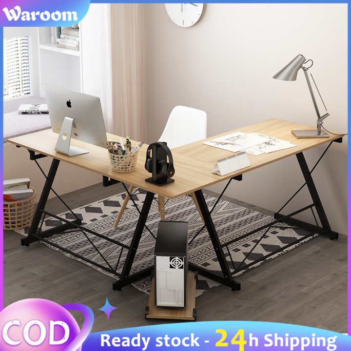 WAROOM【L Shape】Office Computer Table Workstation L Shape Study Table Home Modern Wooden Laptop ...