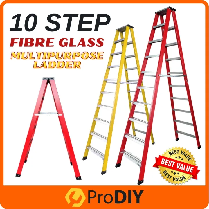 10 Step Fiberglass Double Sided Ladder 3M Tangga Lipat 10 Tingkat 2 ...