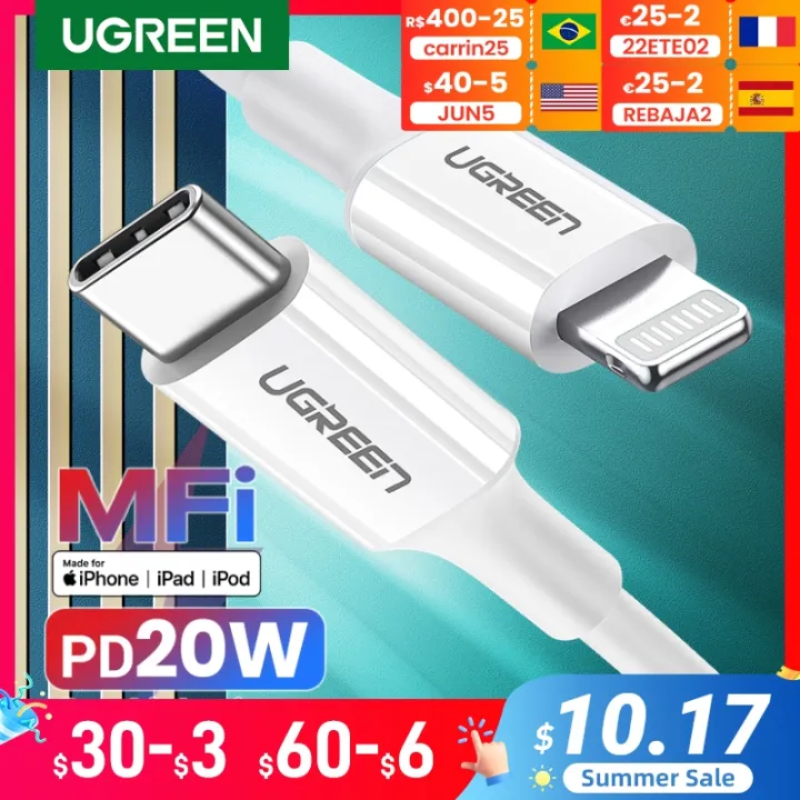UGREEN MFi USB Type C to Lightning Cable for iPhone 13 mini Pro Max PD18W 20W Fast USB Charging ...