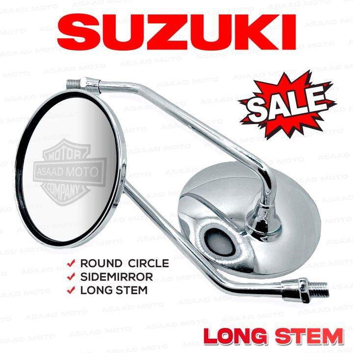 SUZUKI SMASH 155 Side Mirror Stainless ROUND TYPE Long Stem UNIVERSAL ...