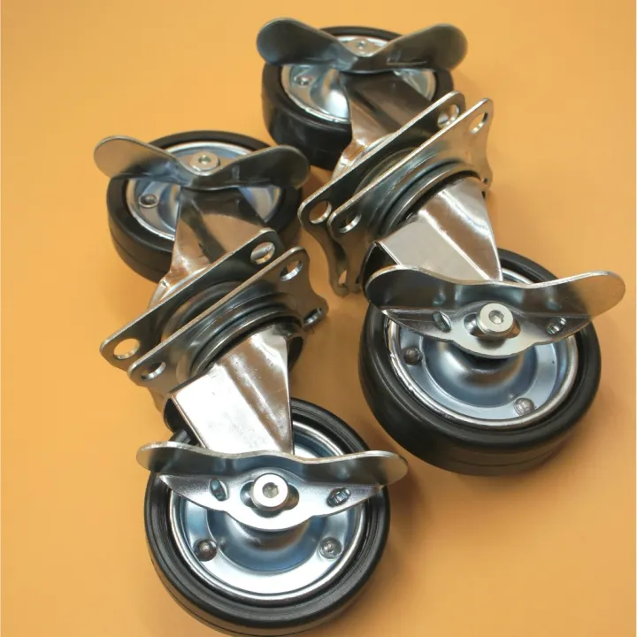 สินค้าขายดี👉 POSC.(4ล้อ) ล้อกระทะ 3 นิ้ว แบบแป้นหมุน 360 องศา มีเบรคทั้ง 4 ล้อ | Lazada.co.th