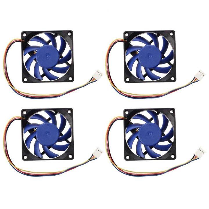 4X 12V DC 32 70mm 4-Pin Computer Case CFM PWM CPU PC Fan Blue & Black ...