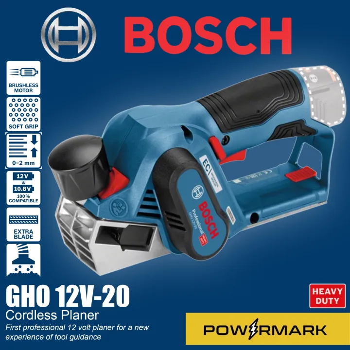 BOSCH GHO 12V-20 Brushless Cordless Planer (Solo Tool) [POWERMARK | BCT ...