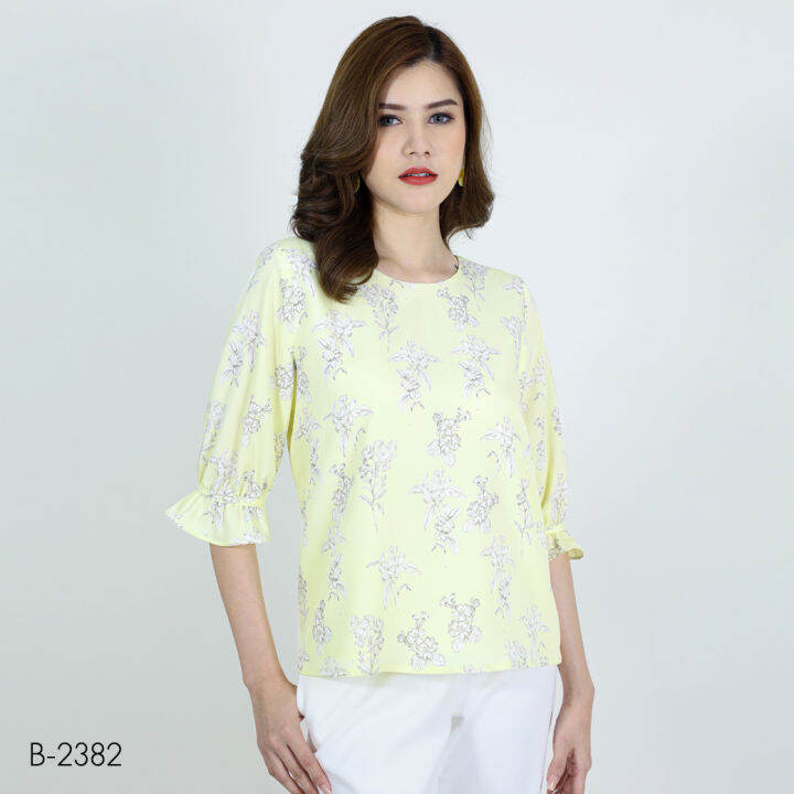 MIKIKO Blouse MI-B2382 พีชสกิน แขนยาว IGPU23-3 | Lazada.co.th