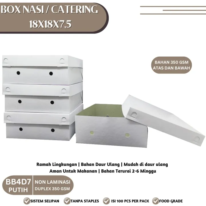 (Isi 25 Pcs-BB4D7) Box Nasi Duplek Dus Catering Polos Kotak Nasi Box Nasi 18X18 | Lazada Indonesia