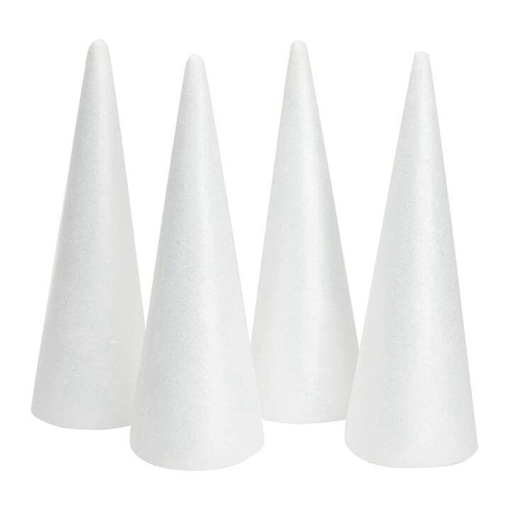 Foam Tree Cones for DIY Crafts, White Polystyrene Art Supplies (4.5 x ...
