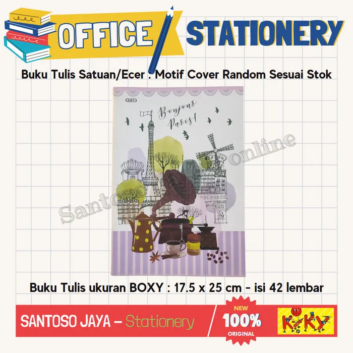 Buku Tulis Boxy KIKY 42 Lembar B5 Warna - Polos 17.5x25 cm SATUAN/ECER ...