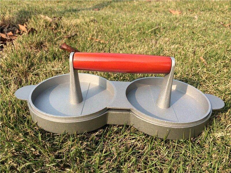 ที่อัดหมูเบอร์เกอร์ แฮมเบอร์เกอร์คู่ Nonstick อลูมิเนียม Burger Maker