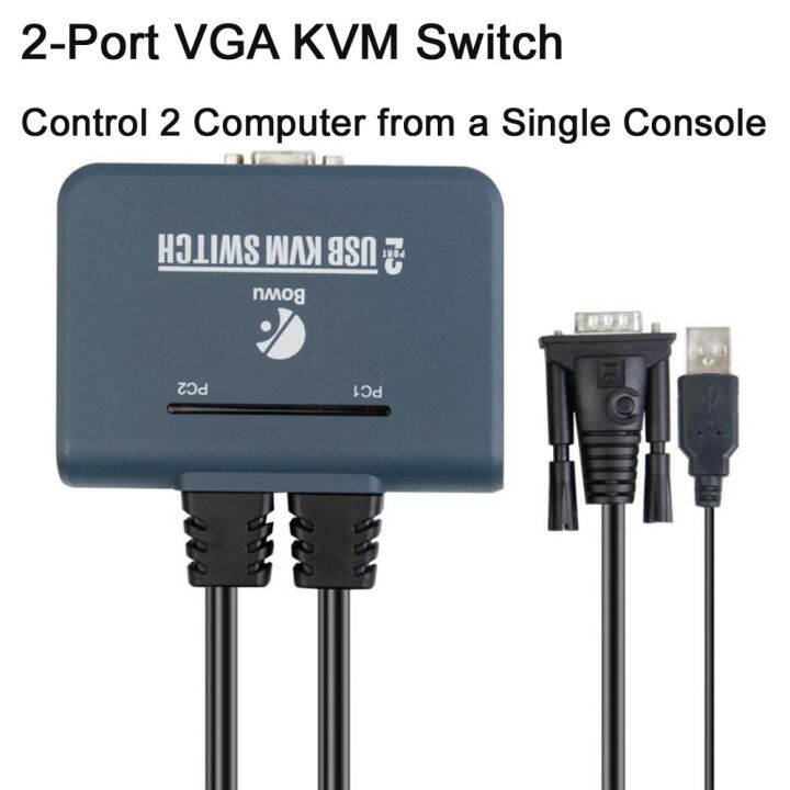 VGA KVM switch 2 port Splitter Box Switch With Audio Video Cable ...