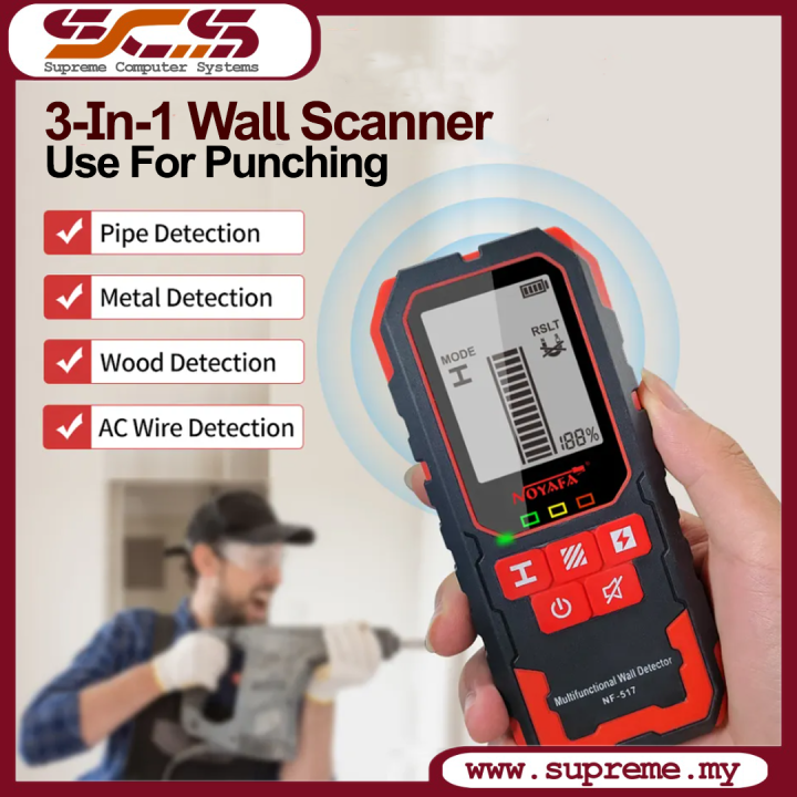 NOYAFA 3 in 1 Laser Ruler Detector Digital Level Wall Scanner Wire ...
