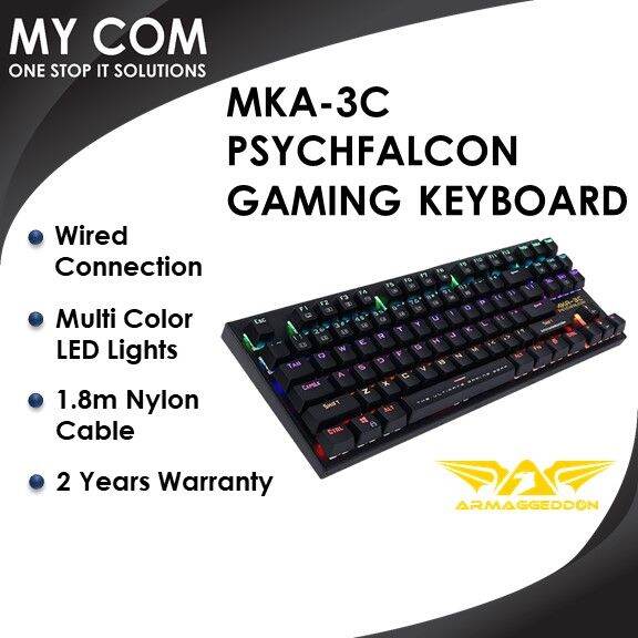 Armaggeddon MKA-3C Psychfalcon LED Lights Mechanical Gaming Keyboard ...