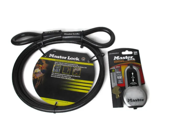 Master lock Braided steel cable 6ft x 10mm + master lock magnum padlock ...