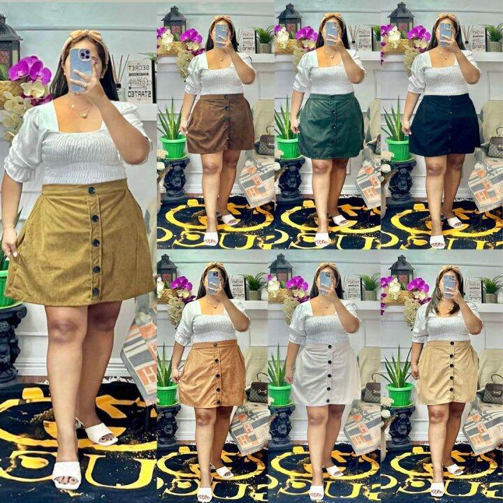 KCplussize KAROLINE CORDUROY SKIRT BUTTONNED WITH TWO POCKET PLUS SIZE ...
