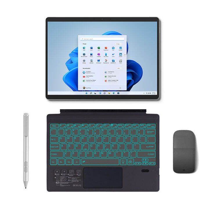 Bluetooth Wireless Keyboard Type Cover For Surface Pro 9 8 X With Backlit Led Light Touchpad