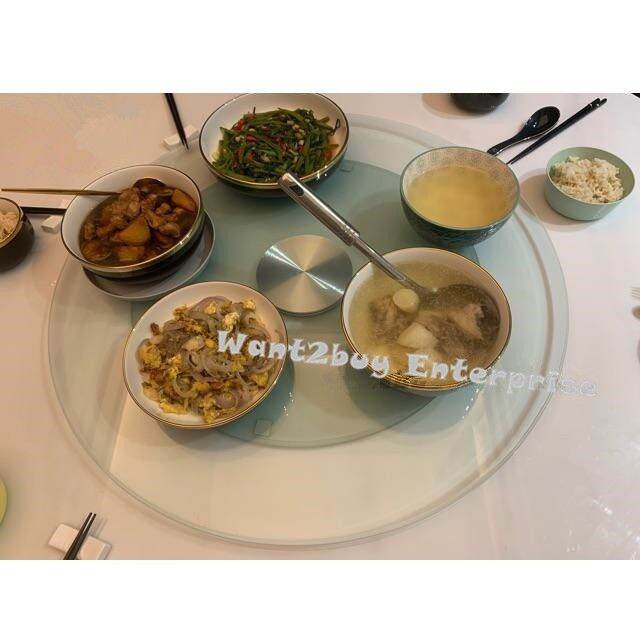 Ready Stock 3 Size Tempered Glass Rotating Round Turn Table Dining ...