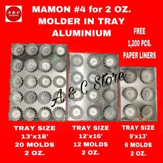 MAMON # 4 ALUMINIUM MOLDERS IN TRAY 2 OZ. WITH FREE CUPCAKE PAPER ...