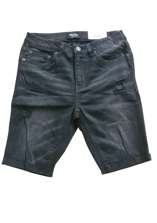 Bluenotes Mens Skinny Fit Ripped with Unfinished Hem Denim Shorts ...
