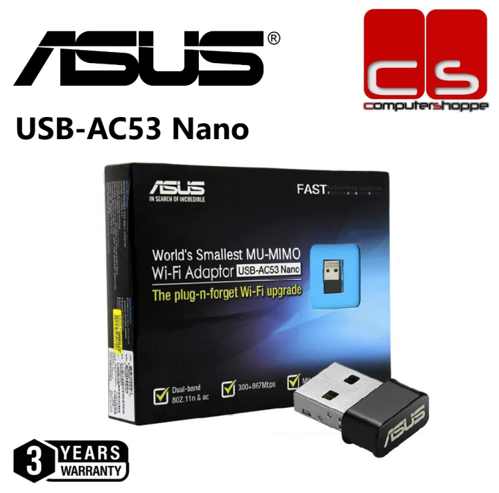 Asus USB-AC53 Nano AC1200 Dual-band MU-MIMO Wi-Fi Adapter | Lazada