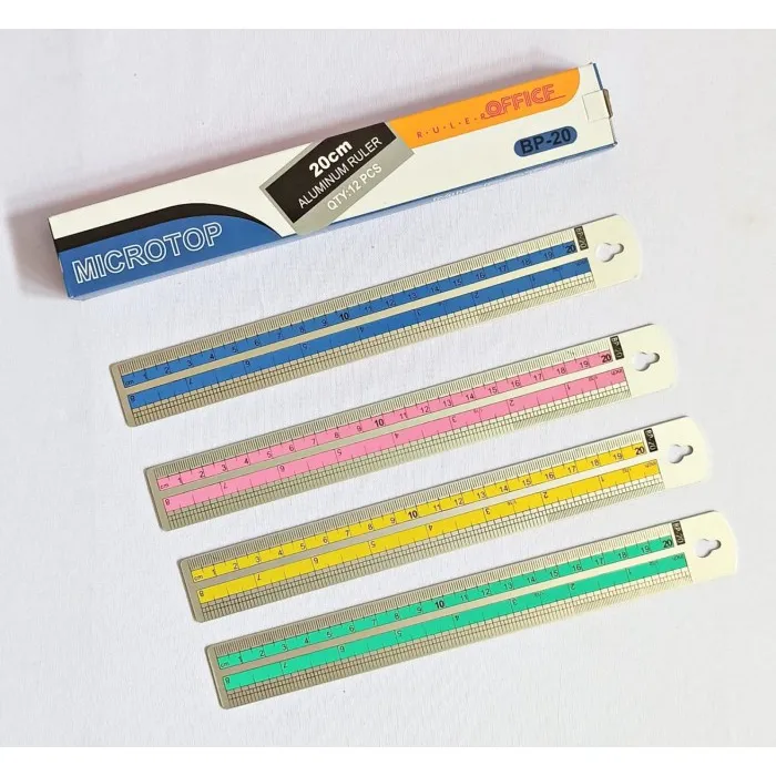 BOS Microtop Penggaris Aluminium 20 CM/ Garisan/ Besi/ Ruler/ Sekolah ...