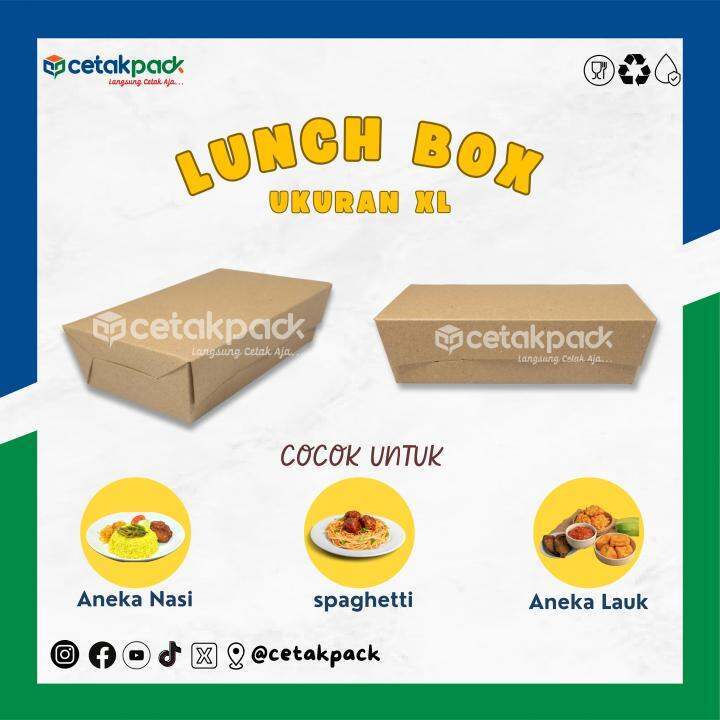 PAPER LUNCH BOX BAHAN KRAFT/ CRAFT FULL LAMINASI SIZE XXL | Lazada ...