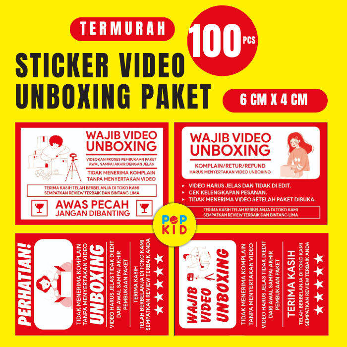 100 PCS - STICKER WAJIB VIDEO UNBOXING BEST SELLER UKURAN 6 X 4 CM ...