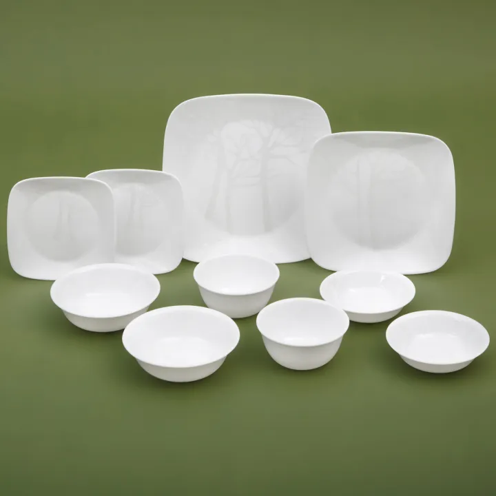 Corelle Silver Tree Frost Square ชุดอาหารบนโต๊ะอาหาร 10 ชิ้น เตาอบ ...