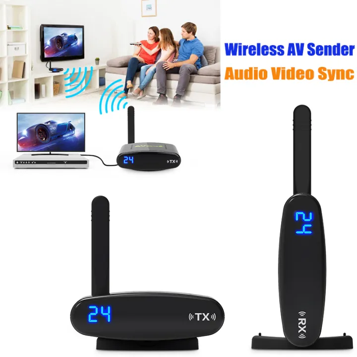 200m Wireless AV Sender RCA Audio Video Transmitter and Receiver for T ...