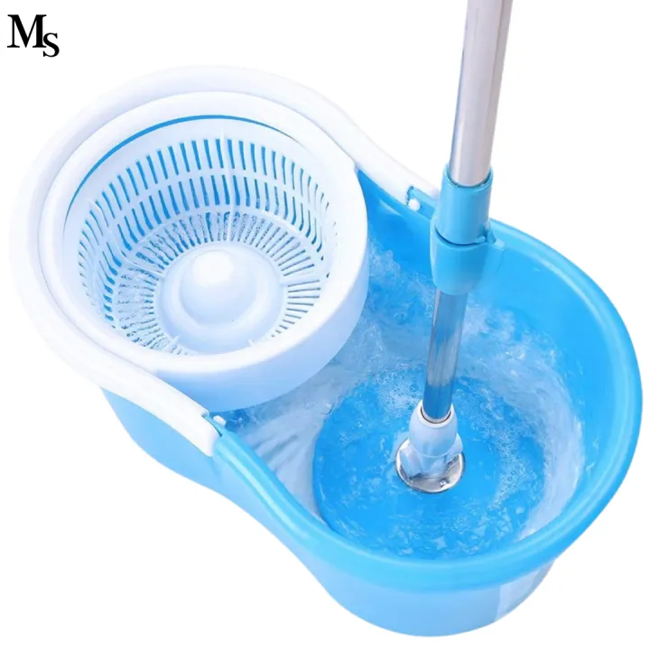 MEGAPLEX Spin Mop and Bucket Set with 4 Microfiber Mop Pads Self ...