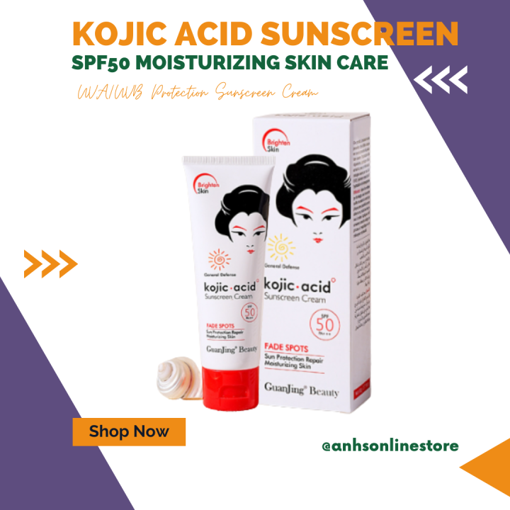 Kojic Acid Sunscreen SPF50 Moisturizing Skin Care Sunscreen 50g Fade ...