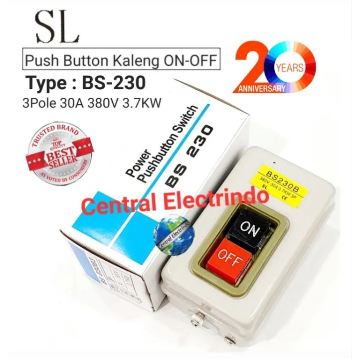Push Button On-Off BS-230B 3Pole 30A/380V/3.7KW SL. | Lazada Indonesia