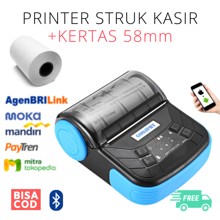 PRINTER STRUK PORTABLE BLUETOOTH THERMAL RECEIPT 58mm GOOJPRT MINI ...