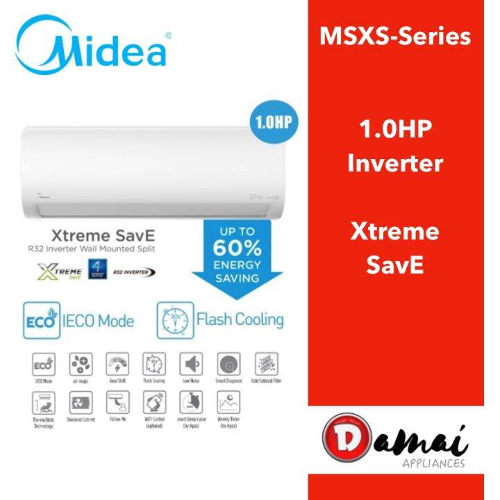 Midea R32 Inverter Air Conditioner 1.0HP/1.5HP | MSXS-10CRDN8 MSXS-13CRDN8 | Lazada