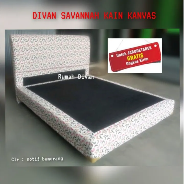 DIVAN DIPAN TEMPAT TIDUR ALAS KASUR DAN SPRINGBED HB.SAVANNAH UK.160*200 KAIN KANVAS MOTIF ...