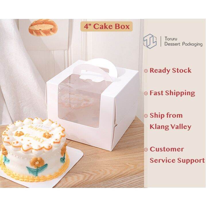 4 inch 6 inch Open Window Simple Cake Box 4“ / 6” Cake Box with handle ...