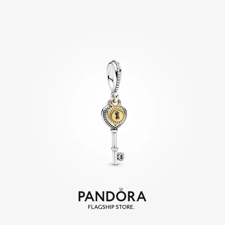 2021 Original Pandoras Heart Shaped Key Dangle Charm with 14k Gold ...